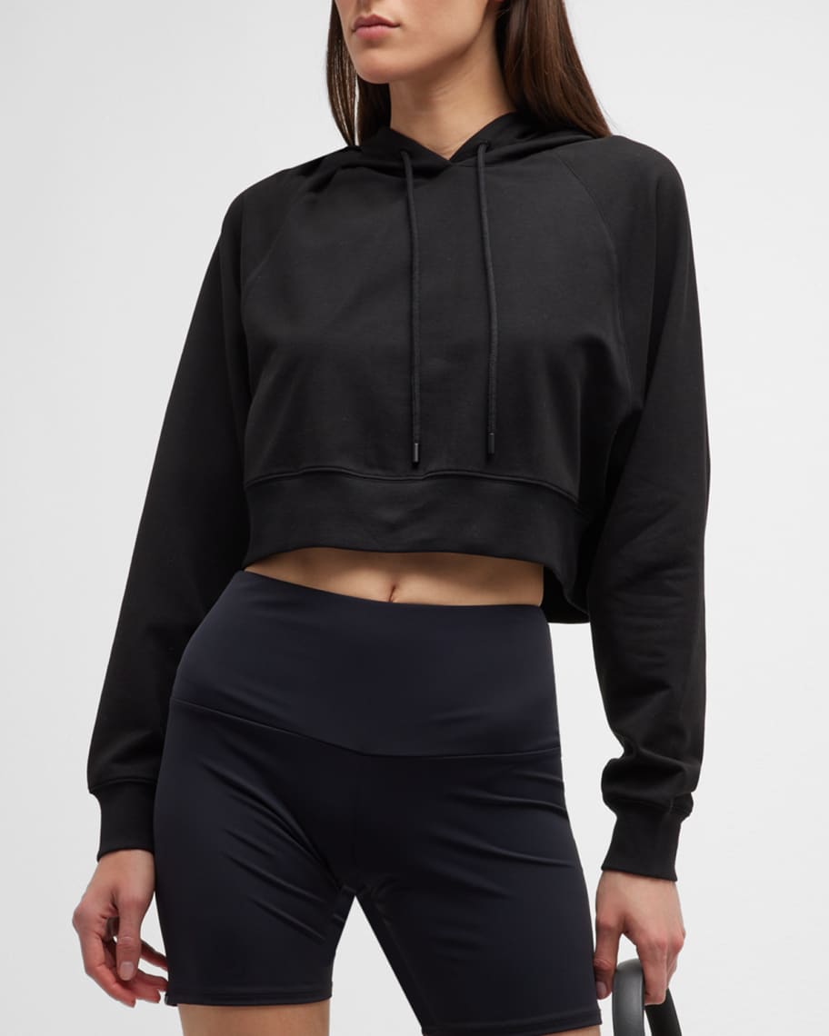 Alo Yoga Micro French Terry Double Take Cropped Hoodie | Neiman Marcus