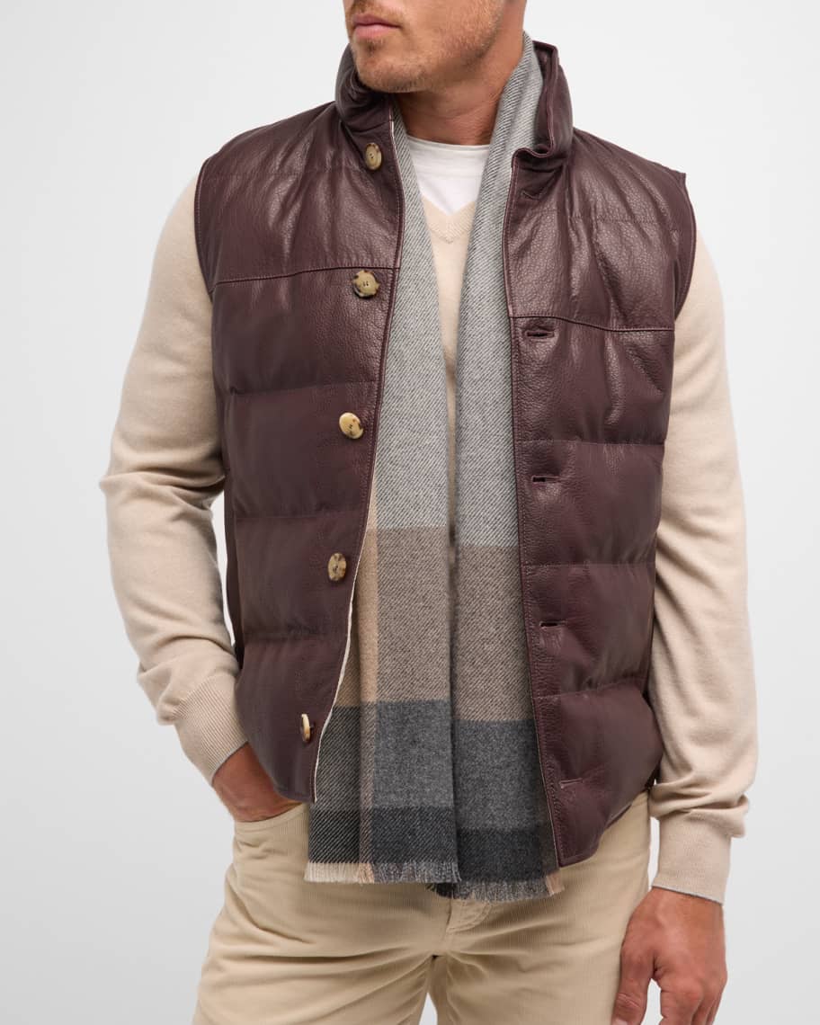 Brunello Cucinelli Men's Cashmere Color Block Scarf | Neiman Marcus