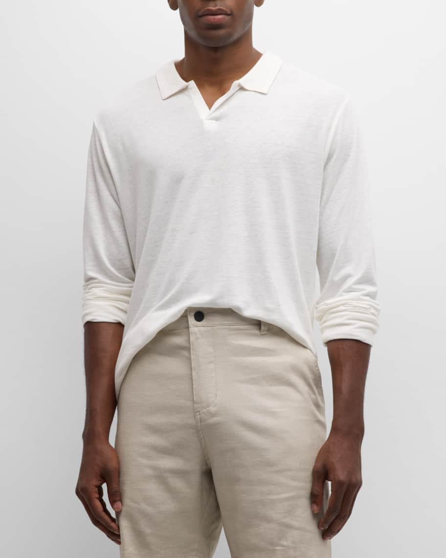 Onia Men's Linen Johnny Collar Polo Shirt | Neiman Marcus