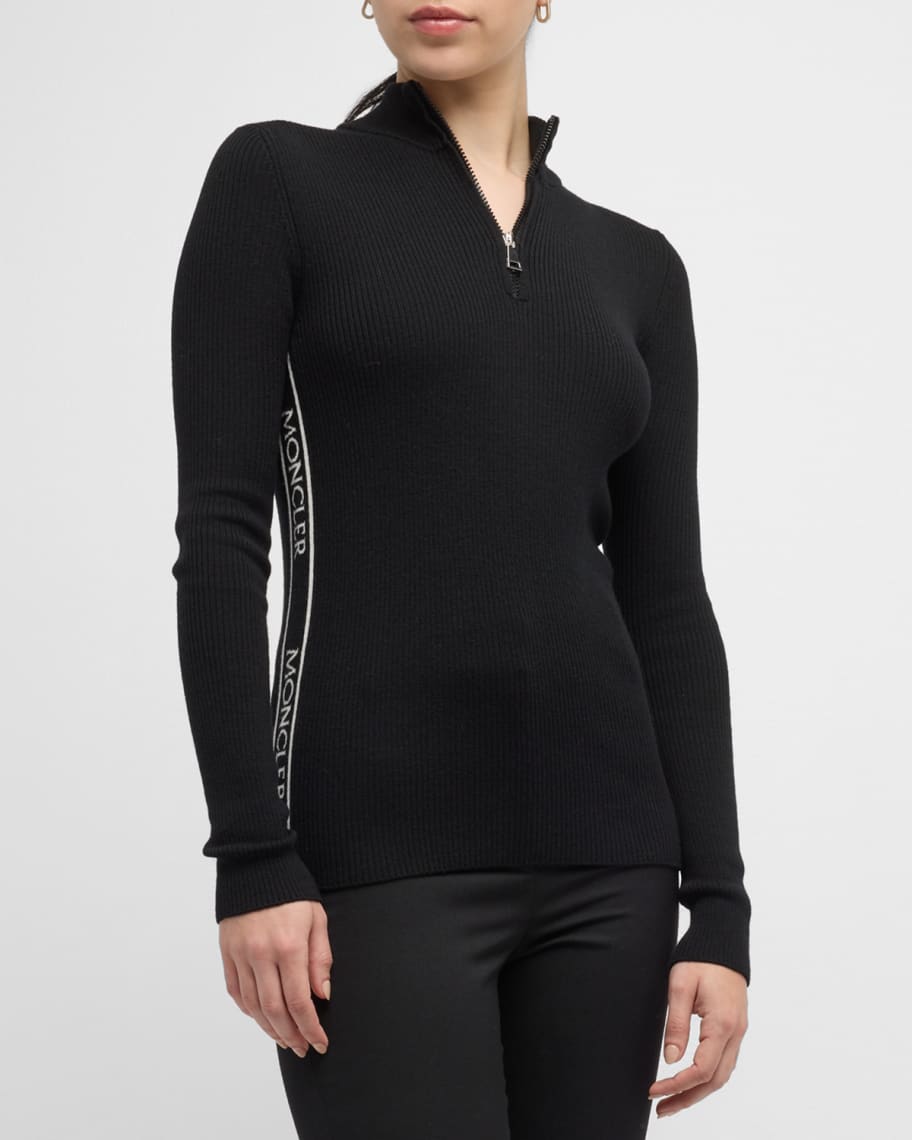 Wool Zip-up Polo Neck Jumper