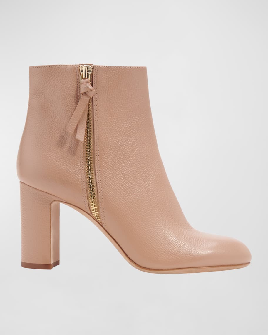 kate spade new york knott leather block-heel booties | Neiman Marcus
