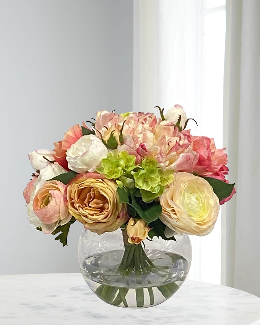 Winward Home Peony Rose in Bowl Vase | Neiman Marcus