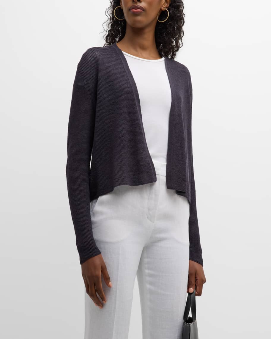 Eileen Fisher Cropped Open-Front Cardigan | Neiman Marcus
