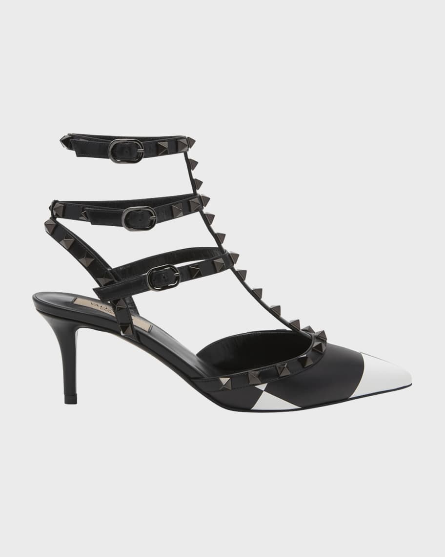 Valentino Garavani Checkerboard Rockstud Gladiator Pumps | Neiman Marcus