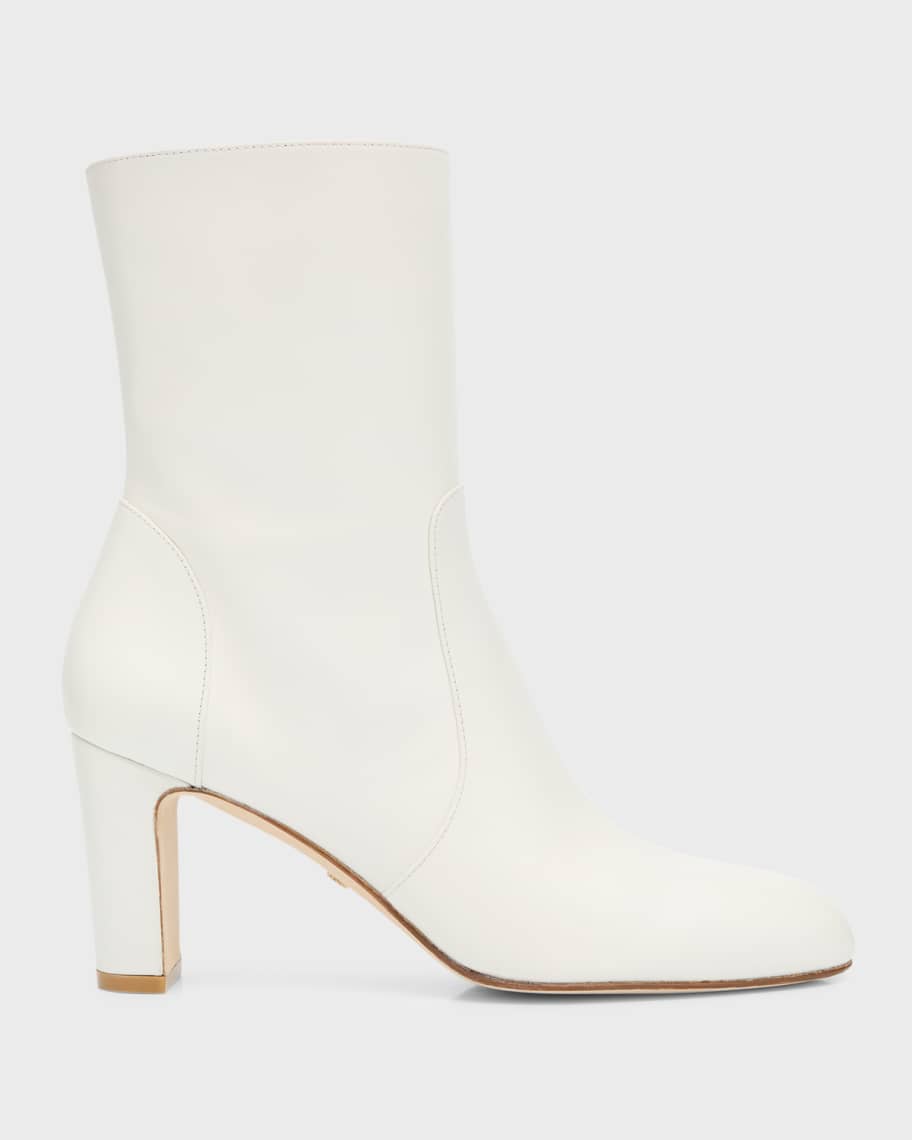 Stuart Weitzman Vida Leather Block-Heel Booties | Neiman Marcus