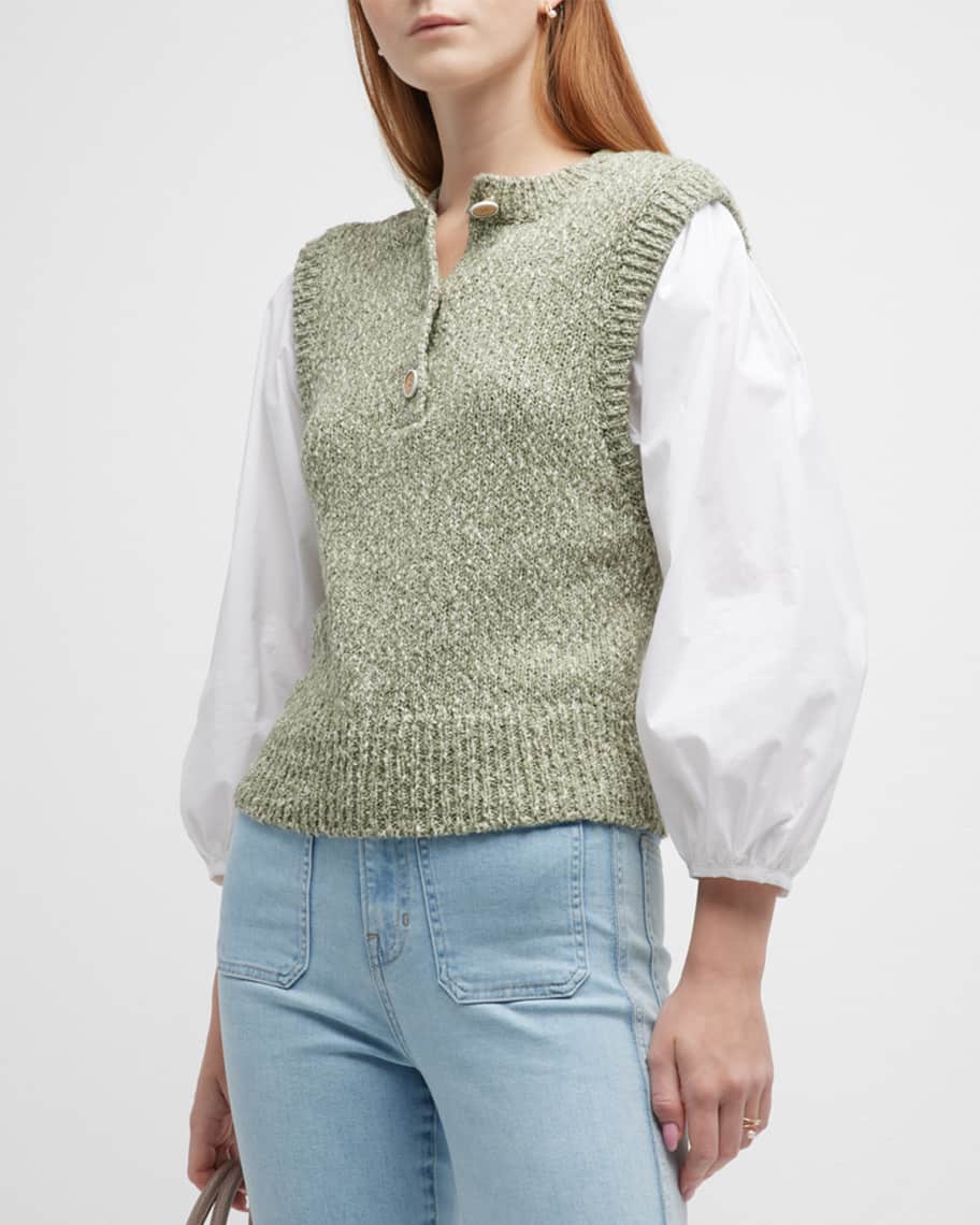 Veronica Beard Shawnet Mixed-Media Pullover | Neiman Marcus