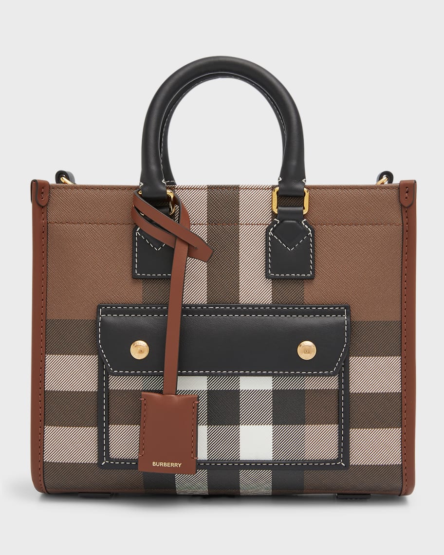 Burberry Freya Check Leather Tote Bag | Neiman Marcus
