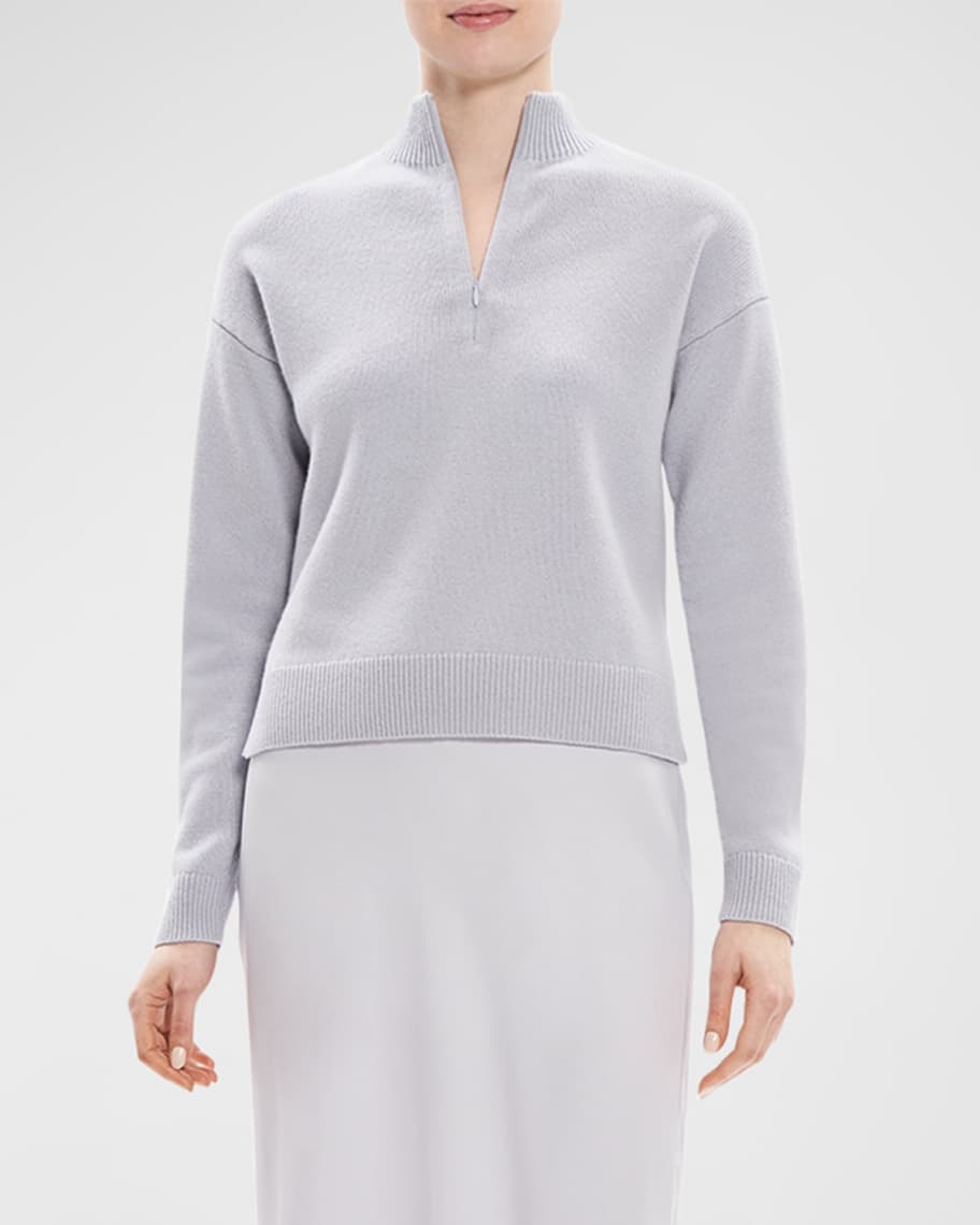 Theory Half-Zip Wool-Cashmere Sweater | Neiman Marcus