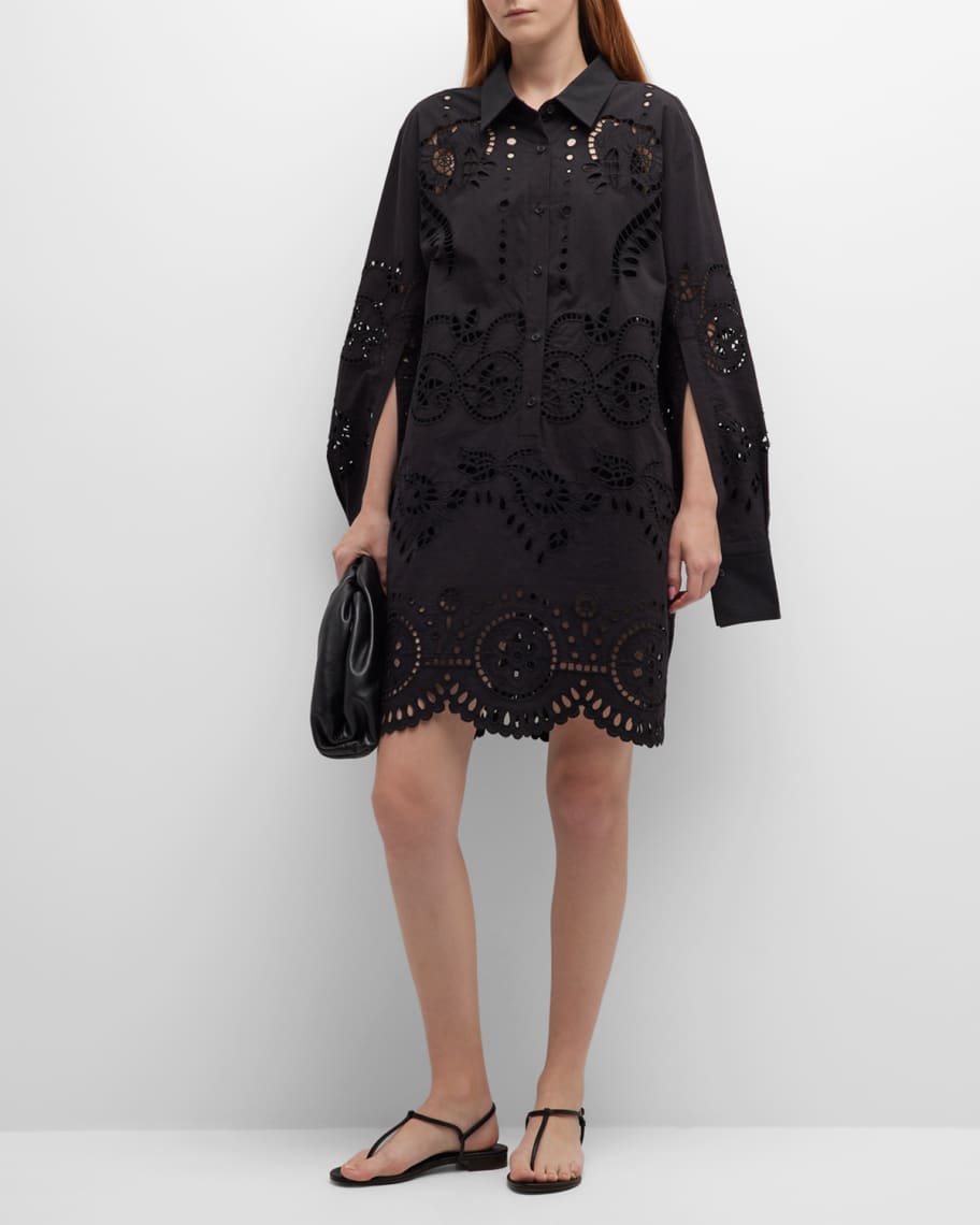 Nili Lotan Mathilde Embroidered Poplin Shirtdress | Neiman Marcus