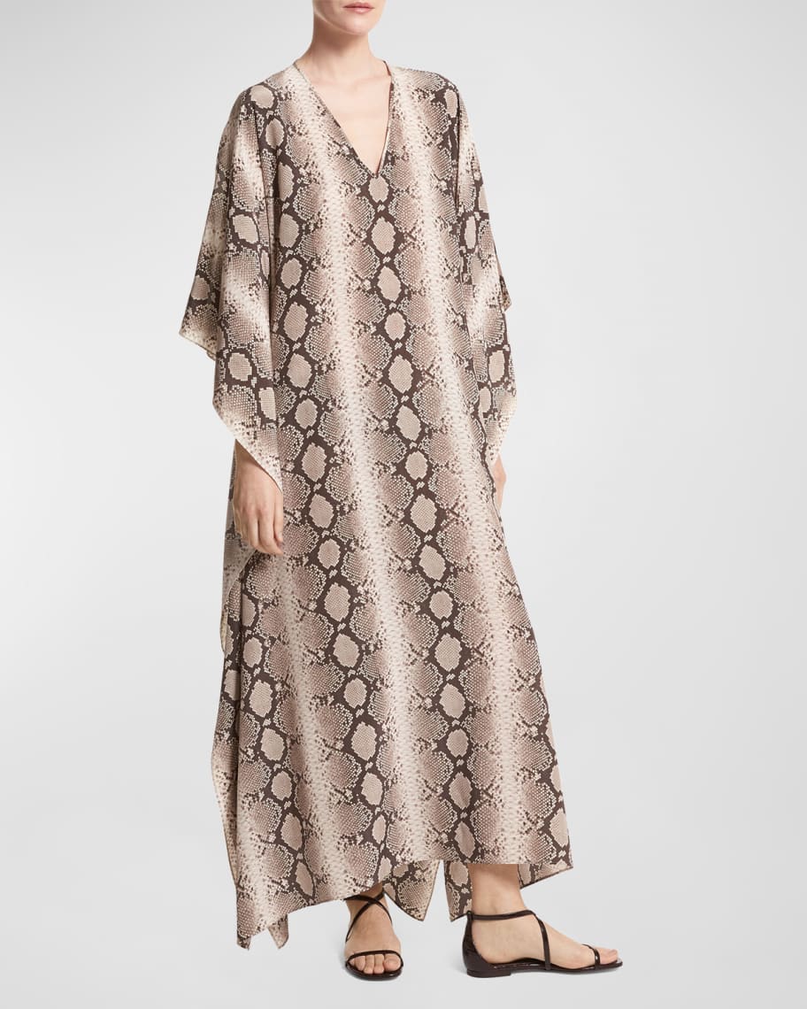 Michael Kors Collection Organic Crepe Python Print Caftan Dress ...