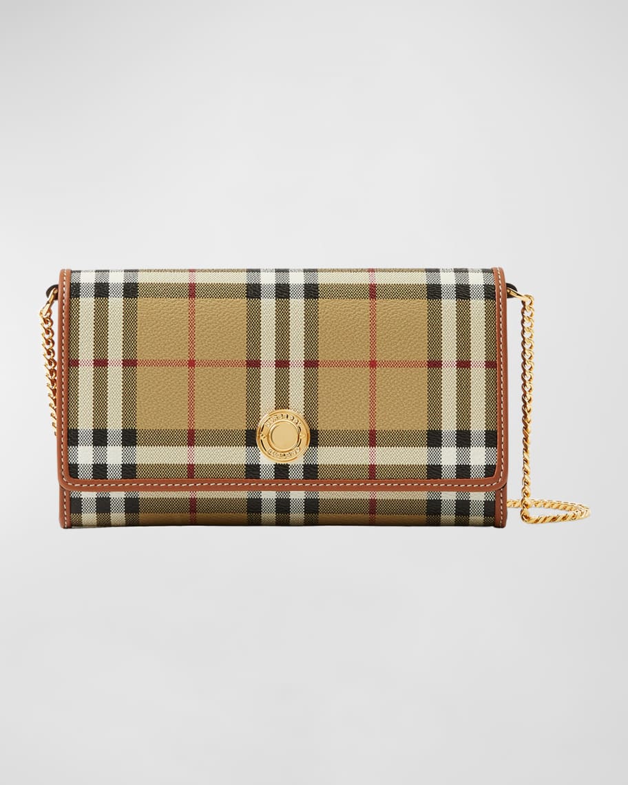 Burberry Hannah Check Flap Wallet on Chain | Neiman Marcus