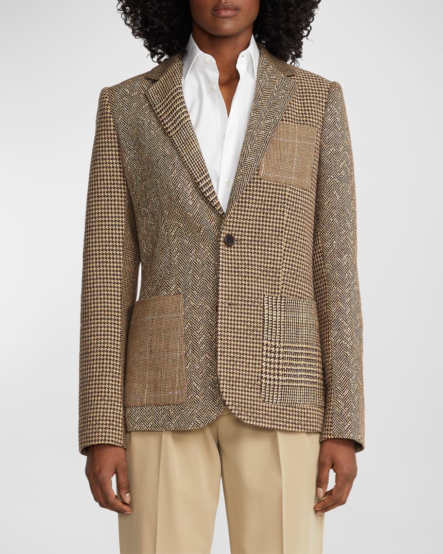 Ralph Lauren Collection Kamryn Wool Patchwork Blazer Jacket | Neiman Marcus