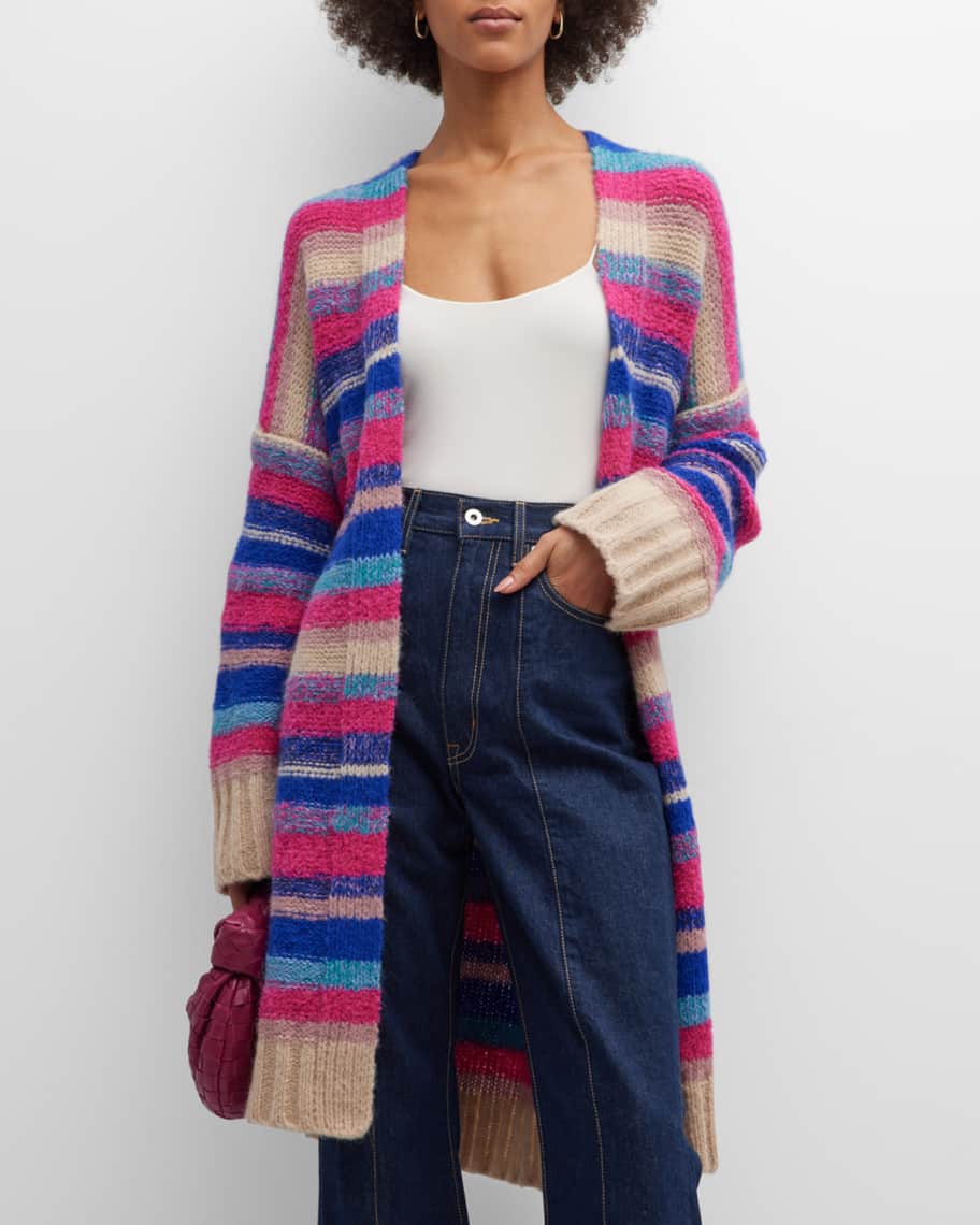ELEVEN SIX Delfine Striped Wrap-Front Wool Cardigan | Neiman Marcus