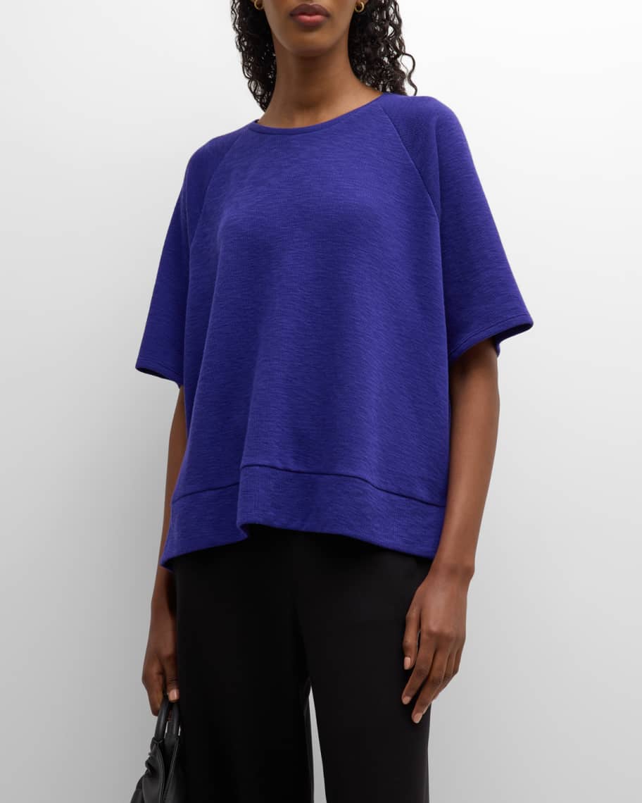Eileen Fisher Missy Organic Cotton Slubby Knit Crewneck | Neiman Marcus