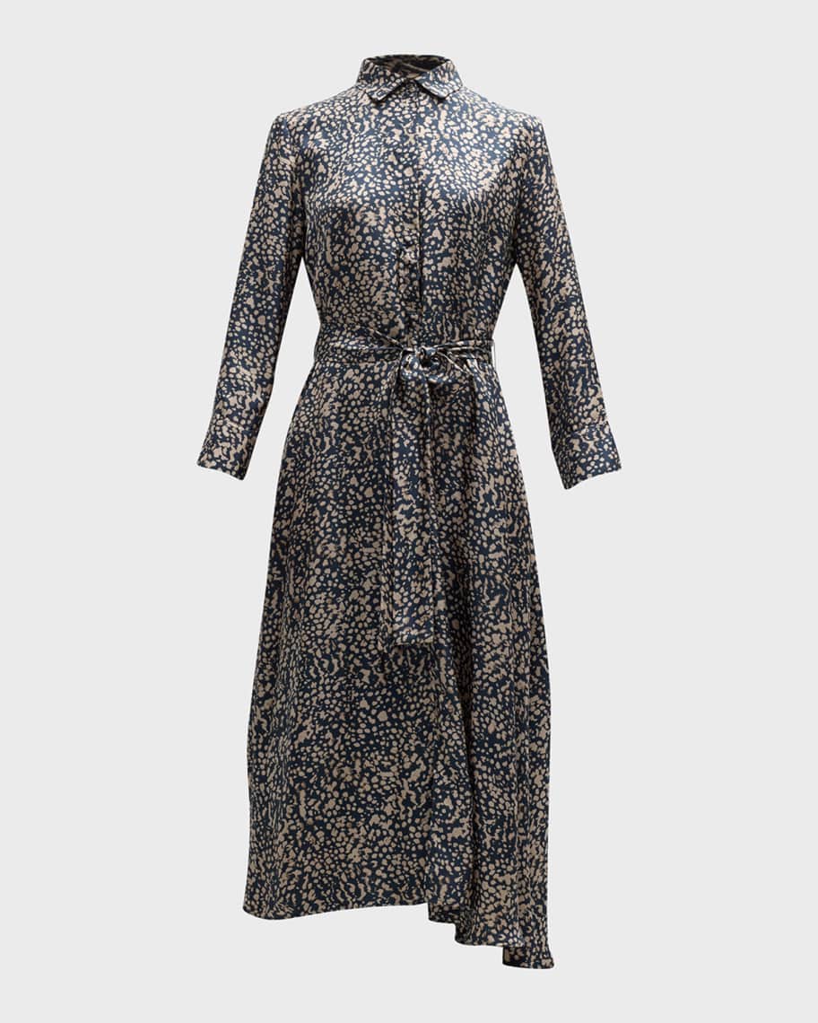 Max Mara Gemma Abstract-Print Silk Midi Shirtdress | Neiman Marcus