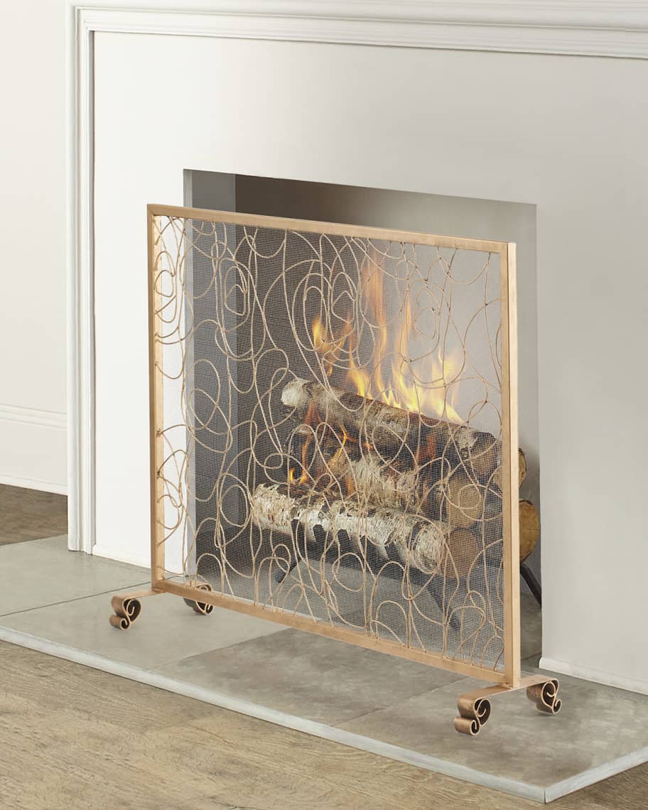 Antique Gold Iron Multi-Scroll Fire Screen | Neiman Marcus