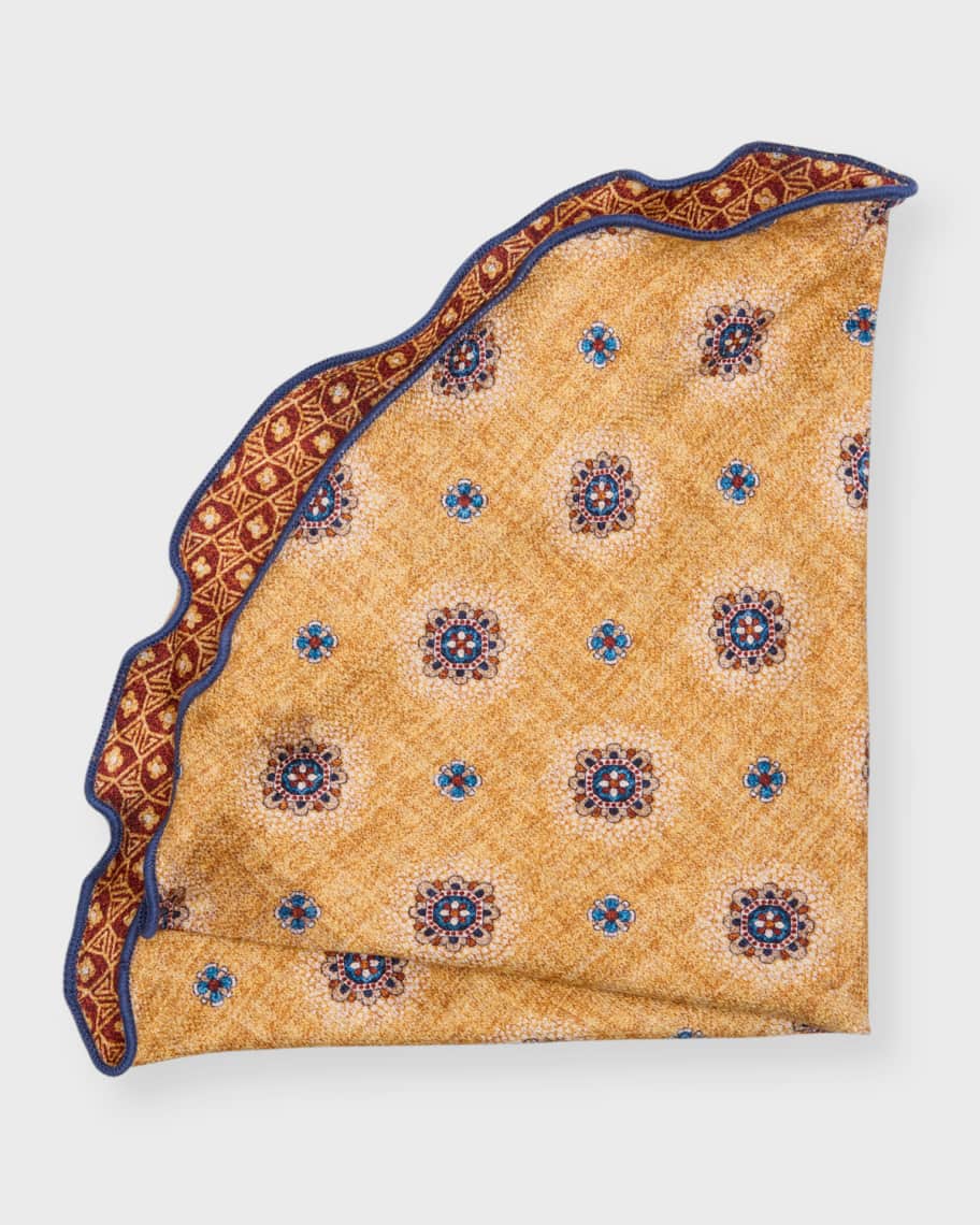 Edward Armah Men's Floral/Geometric Reversible Silk Pocket Circle ...
