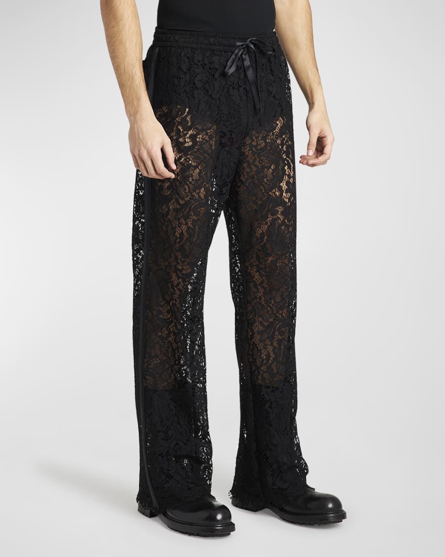 Dolce&Gabbana Men's Lace Drawstring Pants | Neiman Marcus