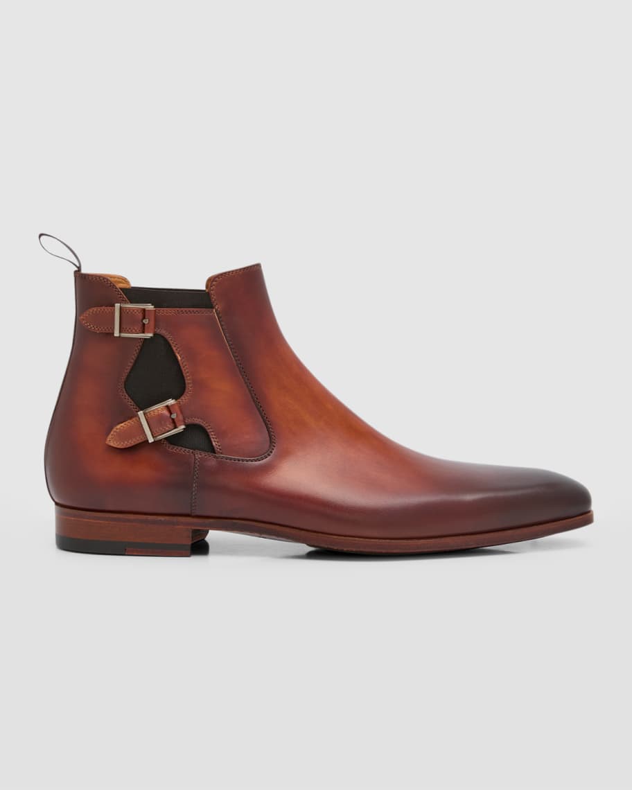 Magnanni Men's Caspe Double-Buckle Chelsea Boots | Neiman Marcus