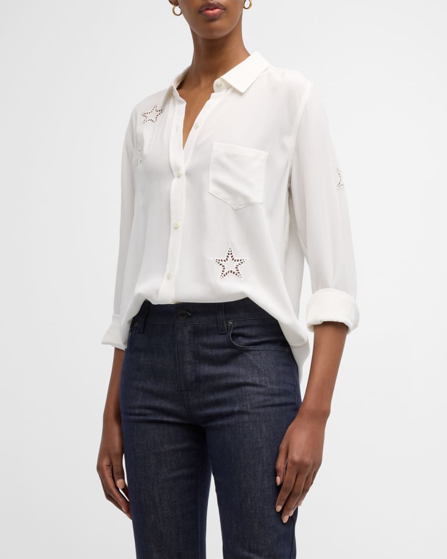 Rails Kate Embroidered Star Silk Blouse | Neiman Marcus