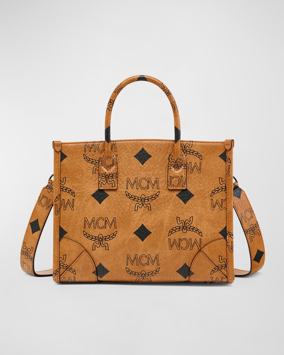 MCM Munchen Small Visetos Monogram Tote Bag | Neiman Marcus
