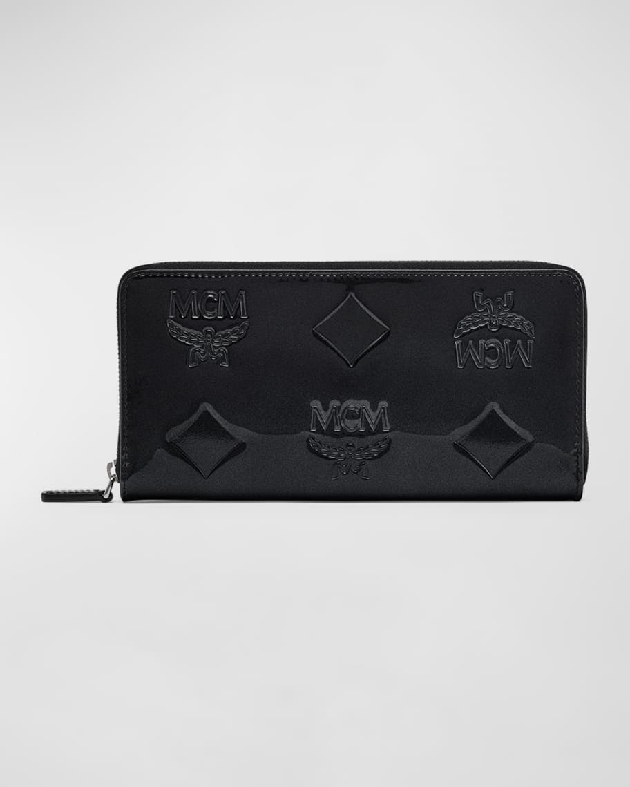MCM Aren Patent Monogram-Embossed Wallet on Chain | Neiman Marcus