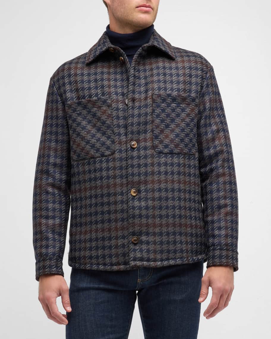 Canali Men's Bold Houndstooth Overshirt | Neiman Marcus