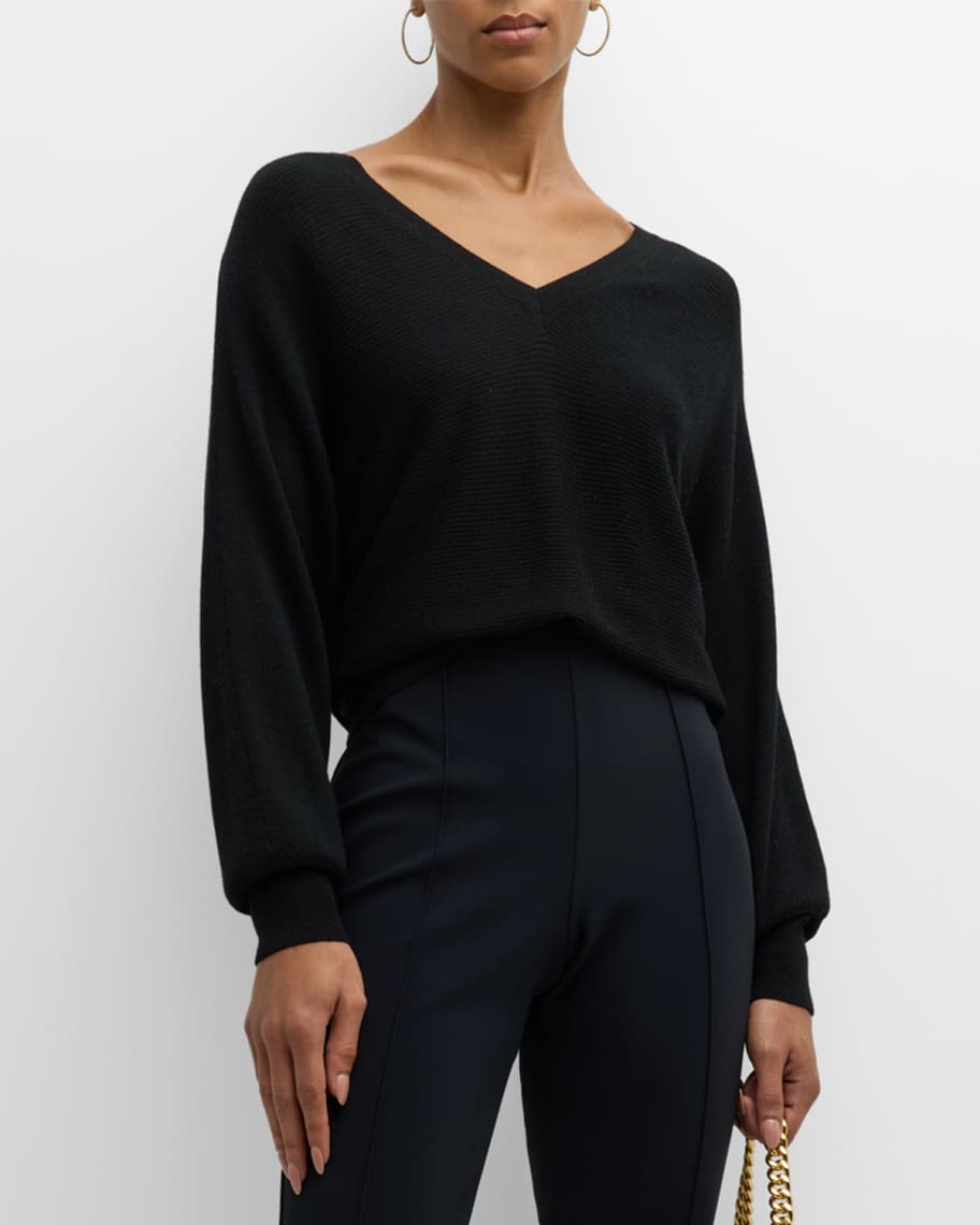 Ramy Brook Nevaeh Rib-Knit Wool Blouse | Neiman Marcus