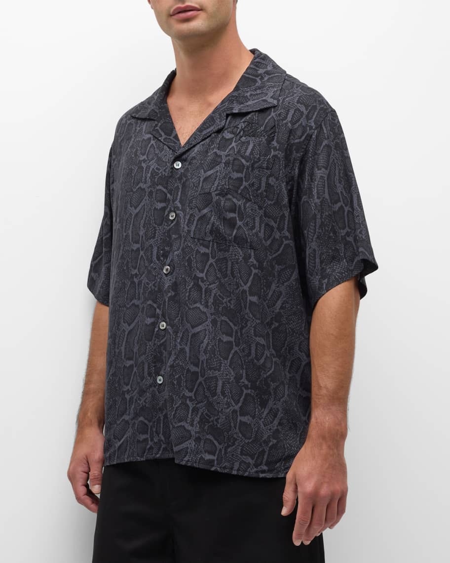 Rhude Men's Snake-Print Camp Shirt | Neiman Marcus