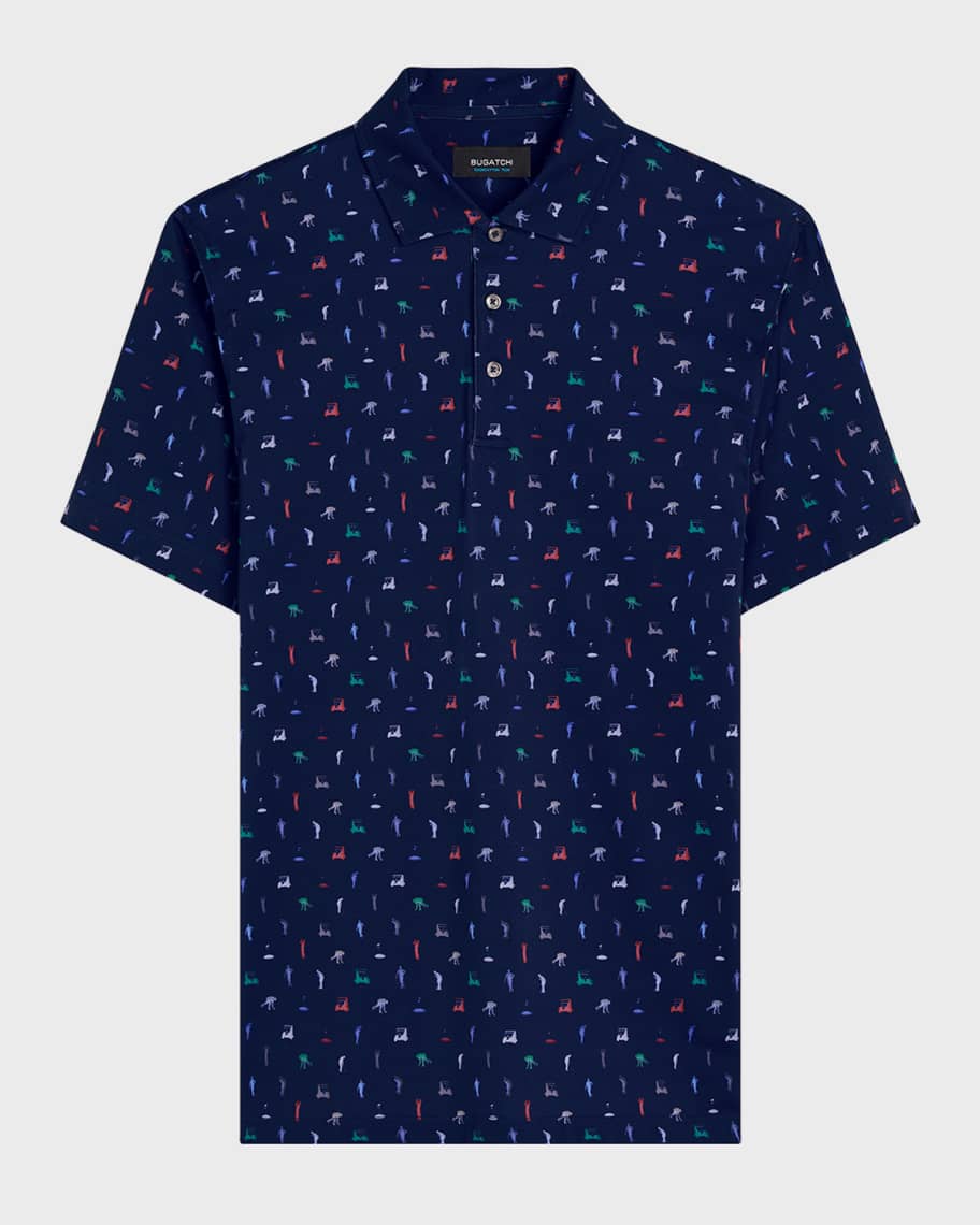 Bugatchi Men's OoohCotton Tech Golf-Print Polo Shirt | Neiman Marcus