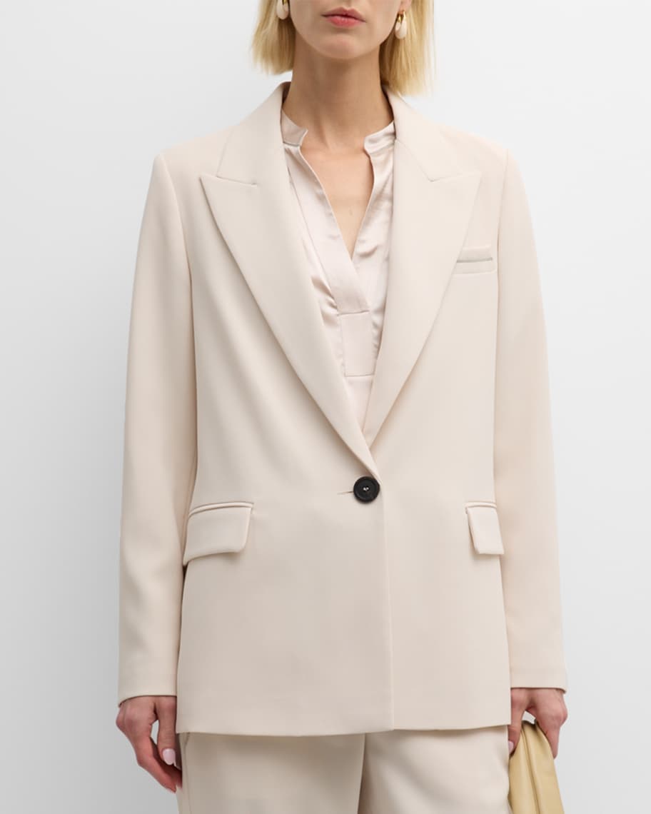 Peserico Single-Button Beaded Cady Blazer | Neiman Marcus