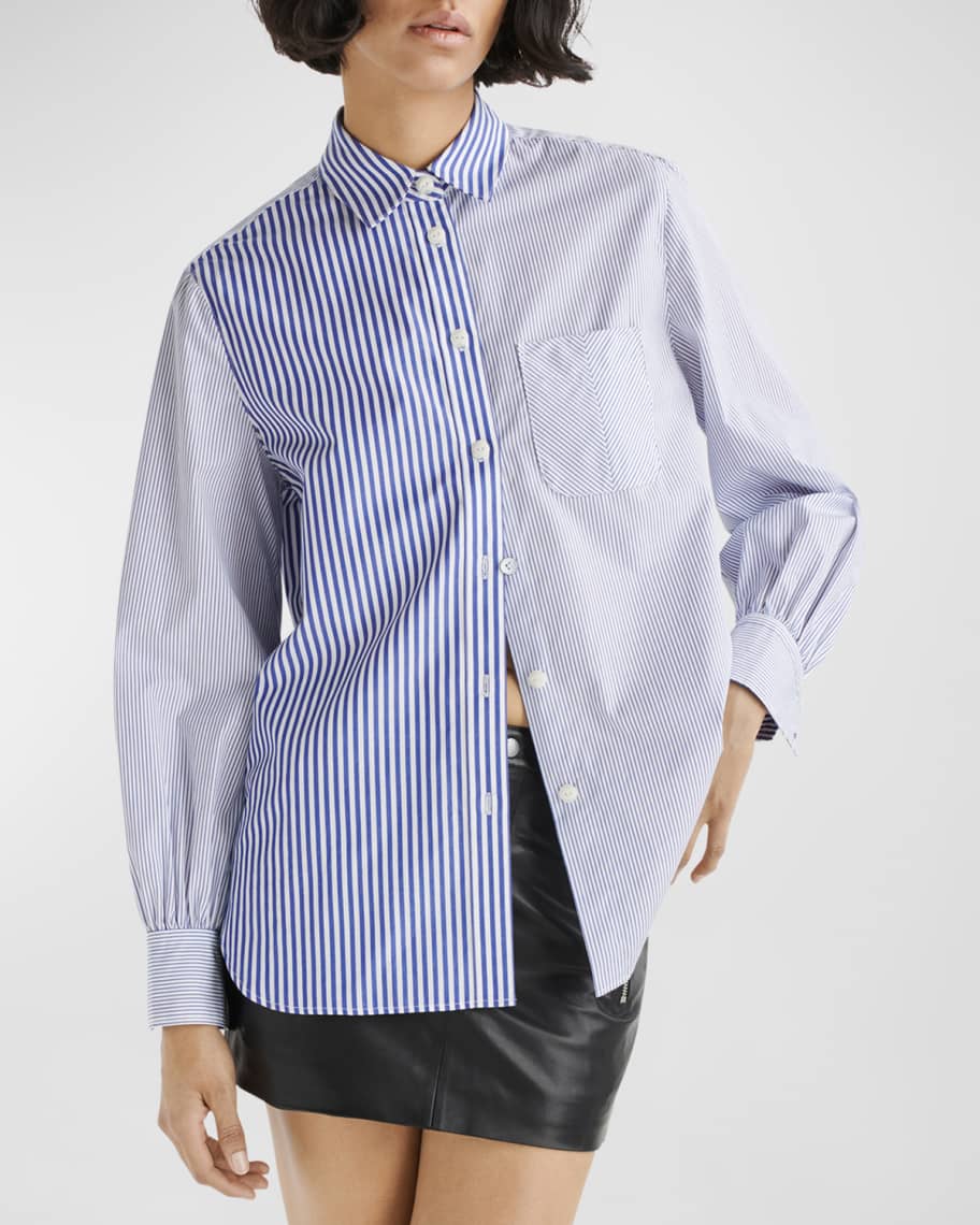 Rag & Bone Maxine Multi-Stripe Button-Front Shirt | Neiman Marcus