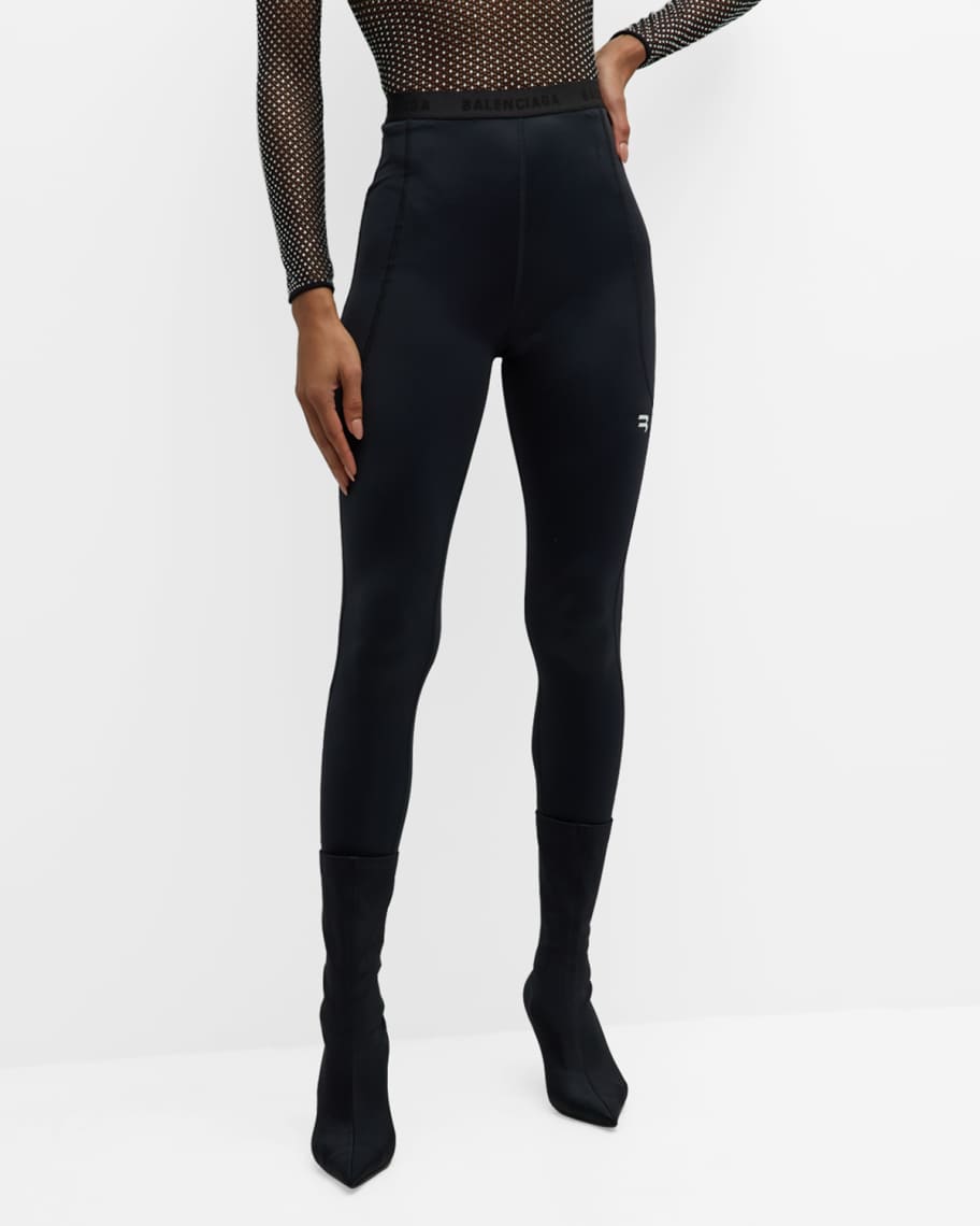 Balenciaga Logo Band Matte Leggings | Neiman Marcus