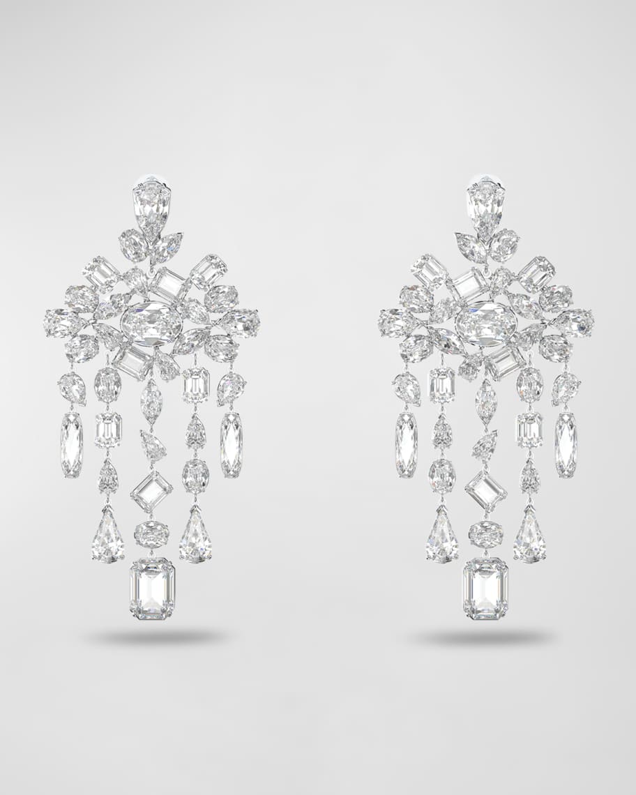 SWAROVSKI Gema Rhodium-Plated Crystal Chandelier Earrings | Neiman Marcus