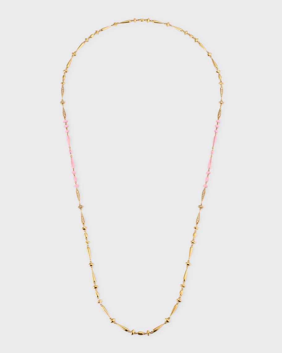 Etho Maria 18K Yellow Gold Necklace with Brown Diamonds and Pink ...