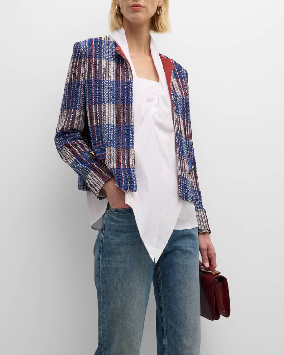 Misook Tweed Jewel-Neck Jacket | Neiman Marcus