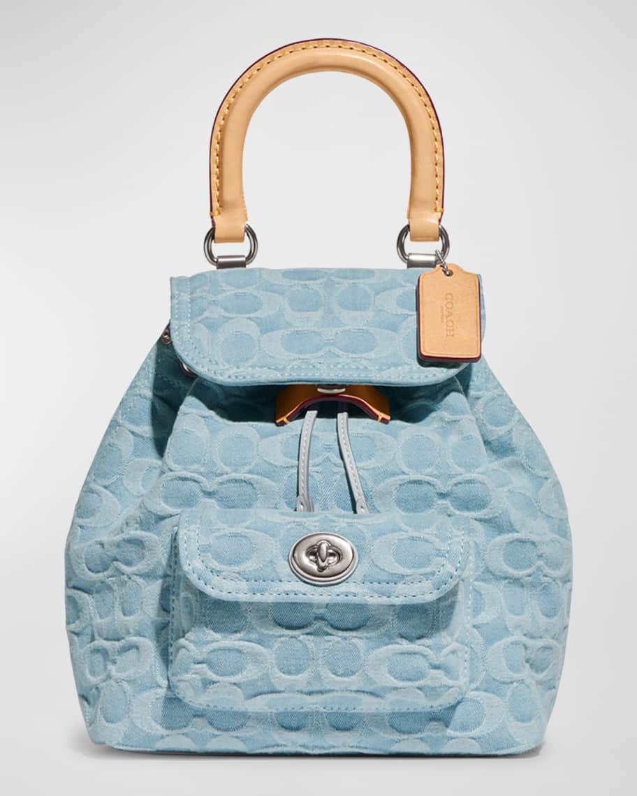 Coach Riya 21 Monogram Washed Denim Backpack | Neiman Marcus