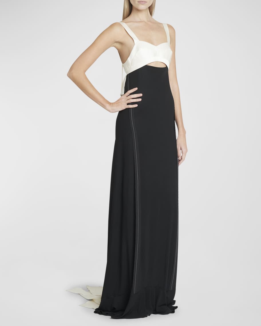 Victoria Beckham Cutout Train-Hem Bra Maxi Dress | Neiman Marcus