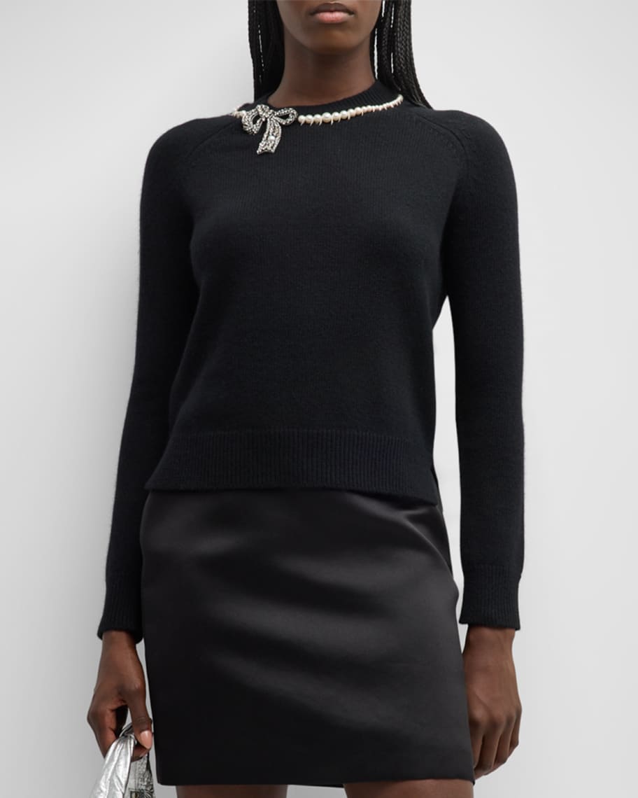 Dice Kayek Crystal Pearl-Embellished Wool Cashmere Sweater | Neiman Marcus