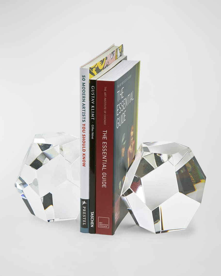 Tizo Clear Crystal Faceted Diamond Bookend Pair | Neiman Marcus