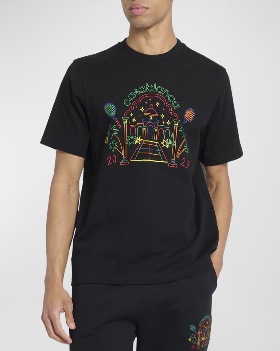 CASABLANCA Men's Multicolor Temple Logo T-Shirt | Neiman Marcus