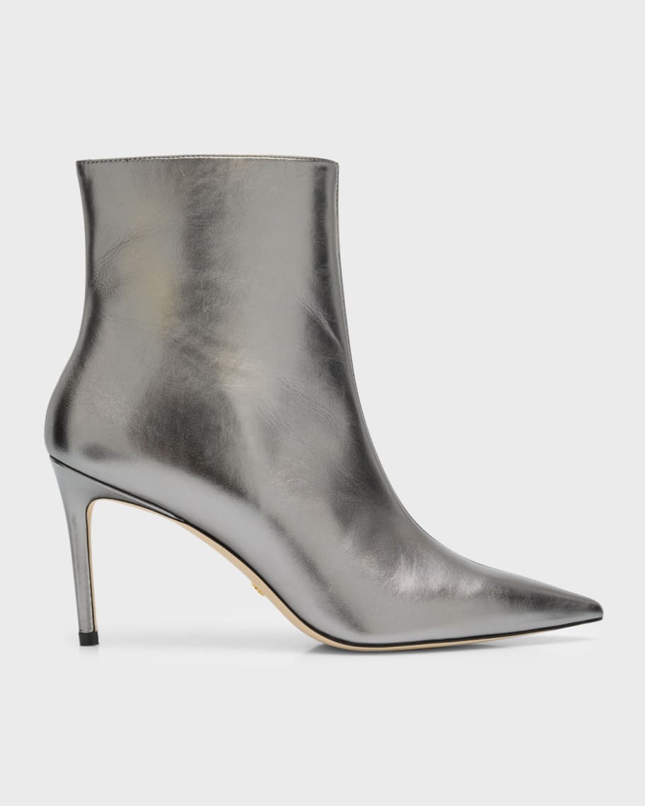 Stuart Weitzman Stuart Metallic Stiletto Ankle Booties | Neiman Marcus