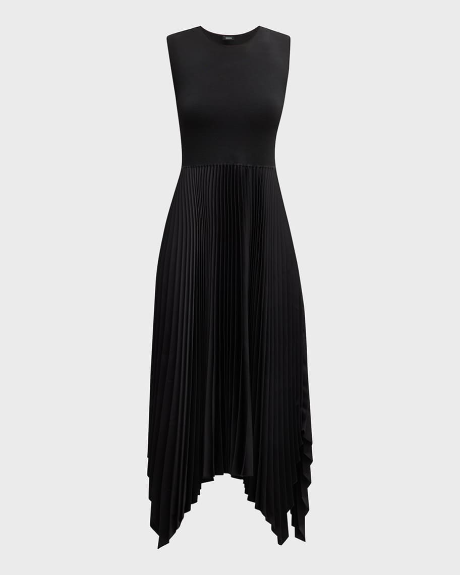 Joseph Sleeveless Pleated Handkerchief Midi Dress | Neiman Marcus