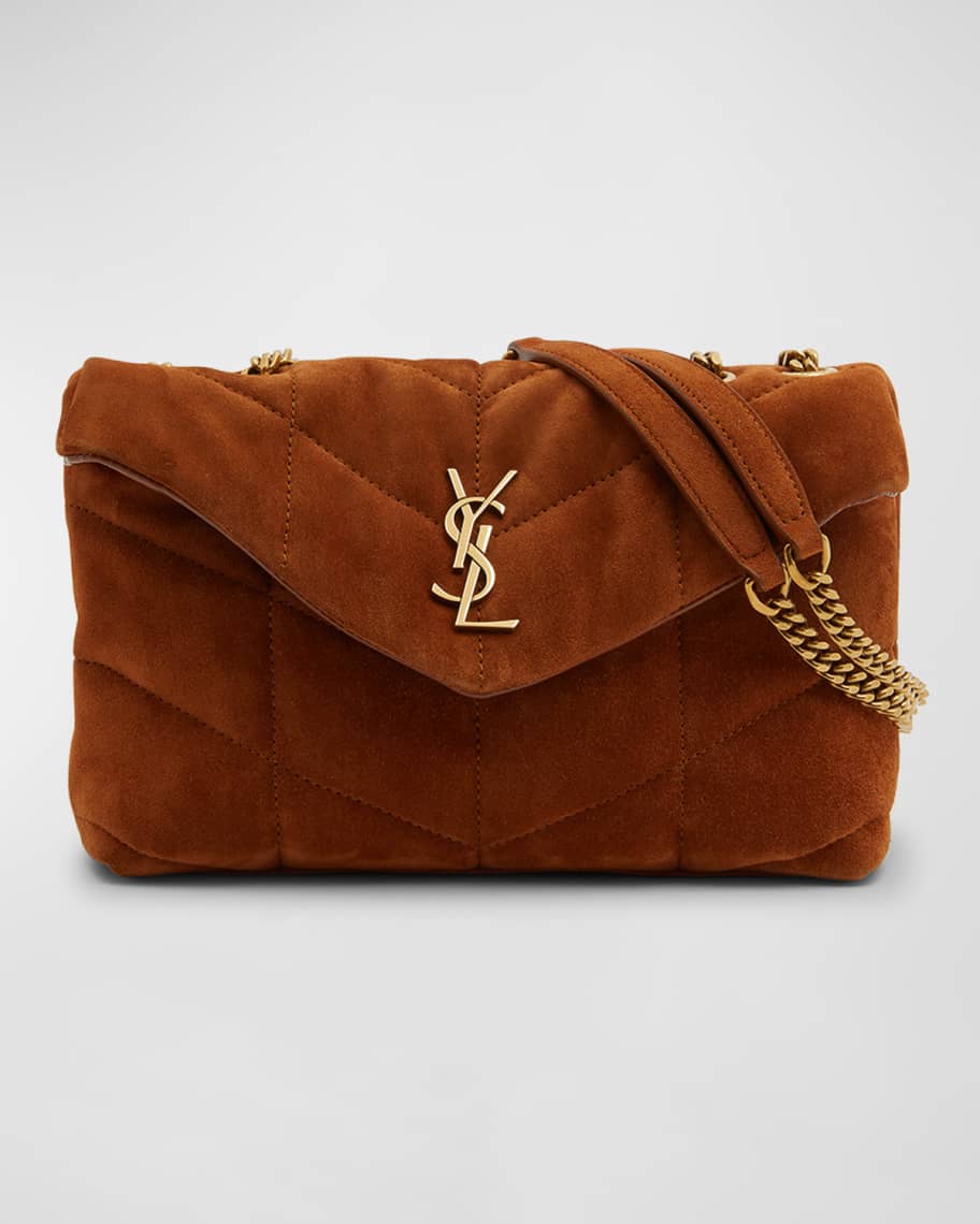 Saint Laurent Lou Puffer Toy YSL Crossbody Bag in Quilted Suede ...