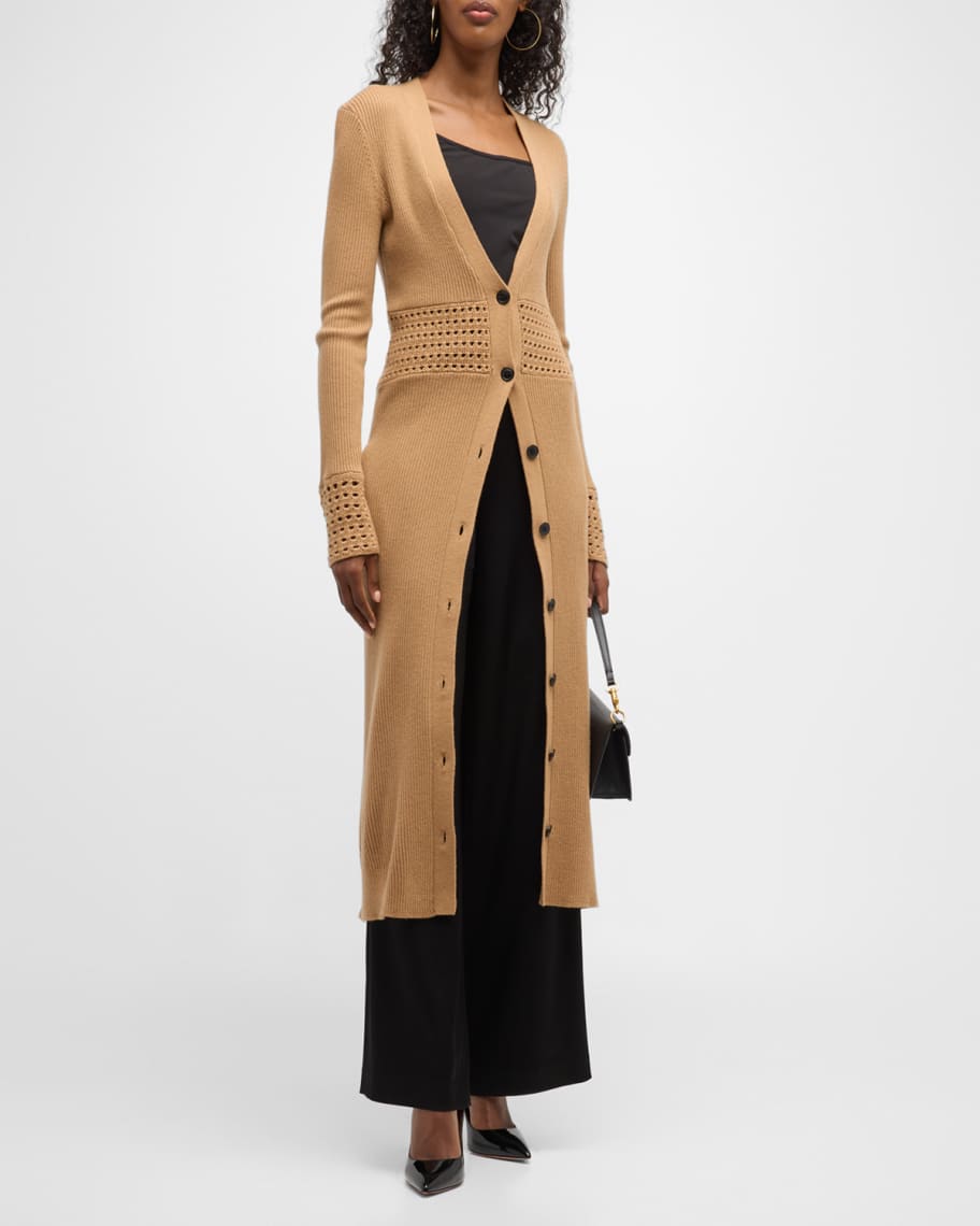 Jason Wu Crochet-Detail Long Cashmere Cardigan | Neiman Marcus