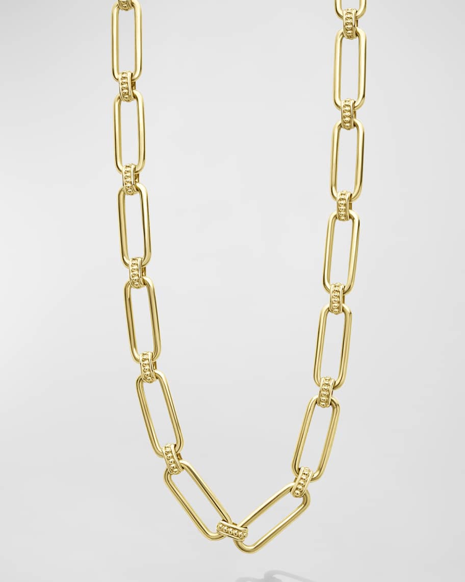 LAGOS 18K Signature Caviar 15mm Oval Toggle Link Necklace, 18"L ...