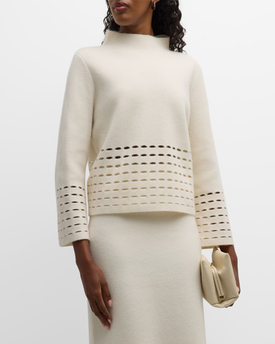 TSE Cashmere Cashmere Cutout Funnel-Neck Sweater | Neiman Marcus