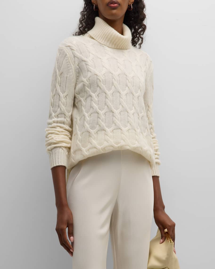 TSE Cashmere Recycled Cashmere Cable-Knit Turtleneck Sweater | Neiman ...