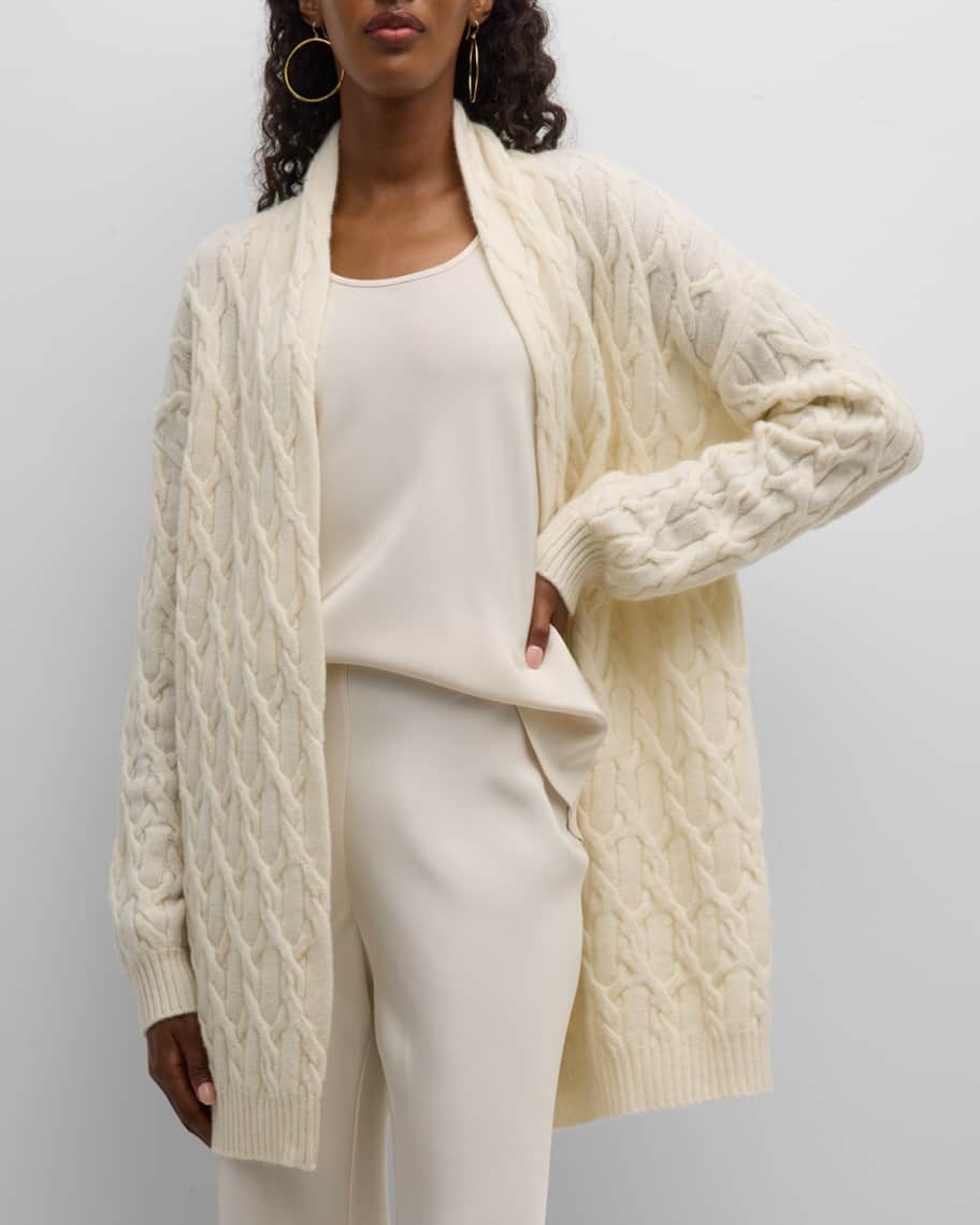 TSE Cashmere Recycled Cashmere Cable-Knit Cardigan | Neiman Marcus