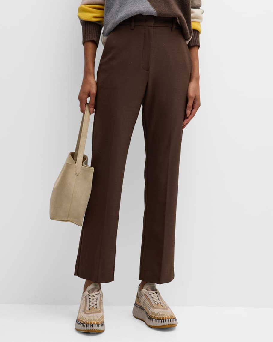 Marella Galvano Cropped Straight-Leg Twill Trousers | Neiman Marcus